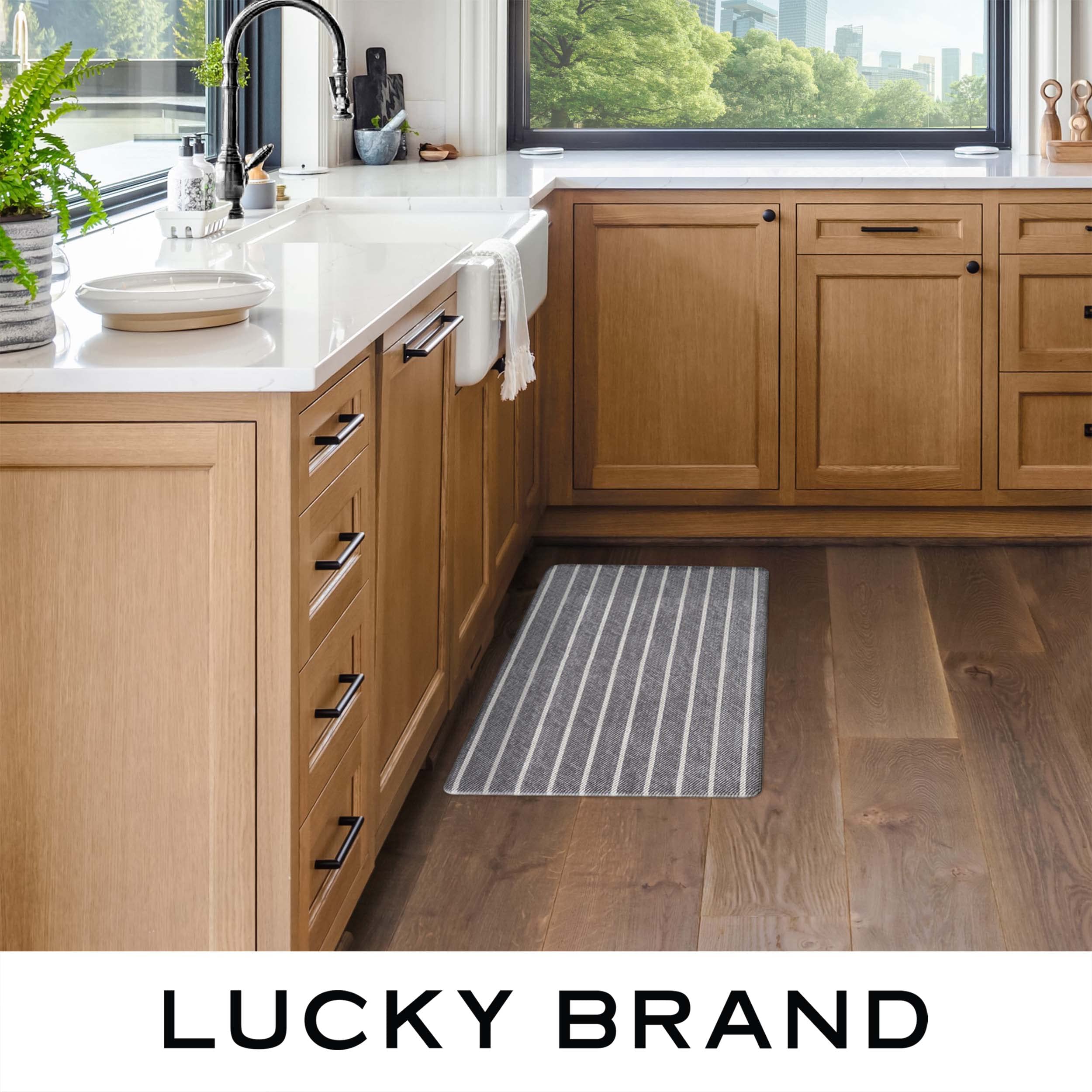 Lucky Brand Printed Wellness Mat - Cushioned Comfort Kitchen Mat - Easy to Clean - Anti-Fatigue & Skid-Resistant - 12mm Montanita Print 20" x 39" - Grey
