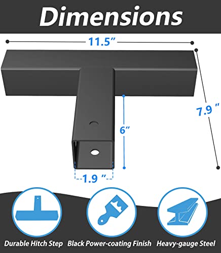 Tow Hitch Steps Bar Black for 2 Inches Receivers Trailer Hitch Step Heavy-Steel Towing Bumper Guards Automotive Bump Step Rust Free Powder Coating Finish 400lbs Maximum Load for Most Cars SUVs Trucks