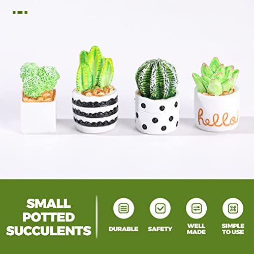 LUOZZY 16 pcs Small Potted Ornaments Faux Succulent Plants Mini Fake Cactus Plants Bonsai Supply - Mixed Style