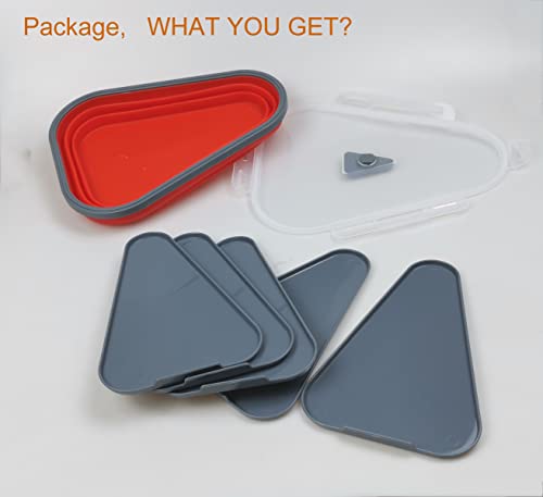 Tuaaivl Pizza Container Expandable, Premium Silicone Pizza Storage Box 5 Microwavable Serving Trays, Reusable & Adjustable Pizza Storage Container to Organize Save Space,Microwave Safe. (Red)