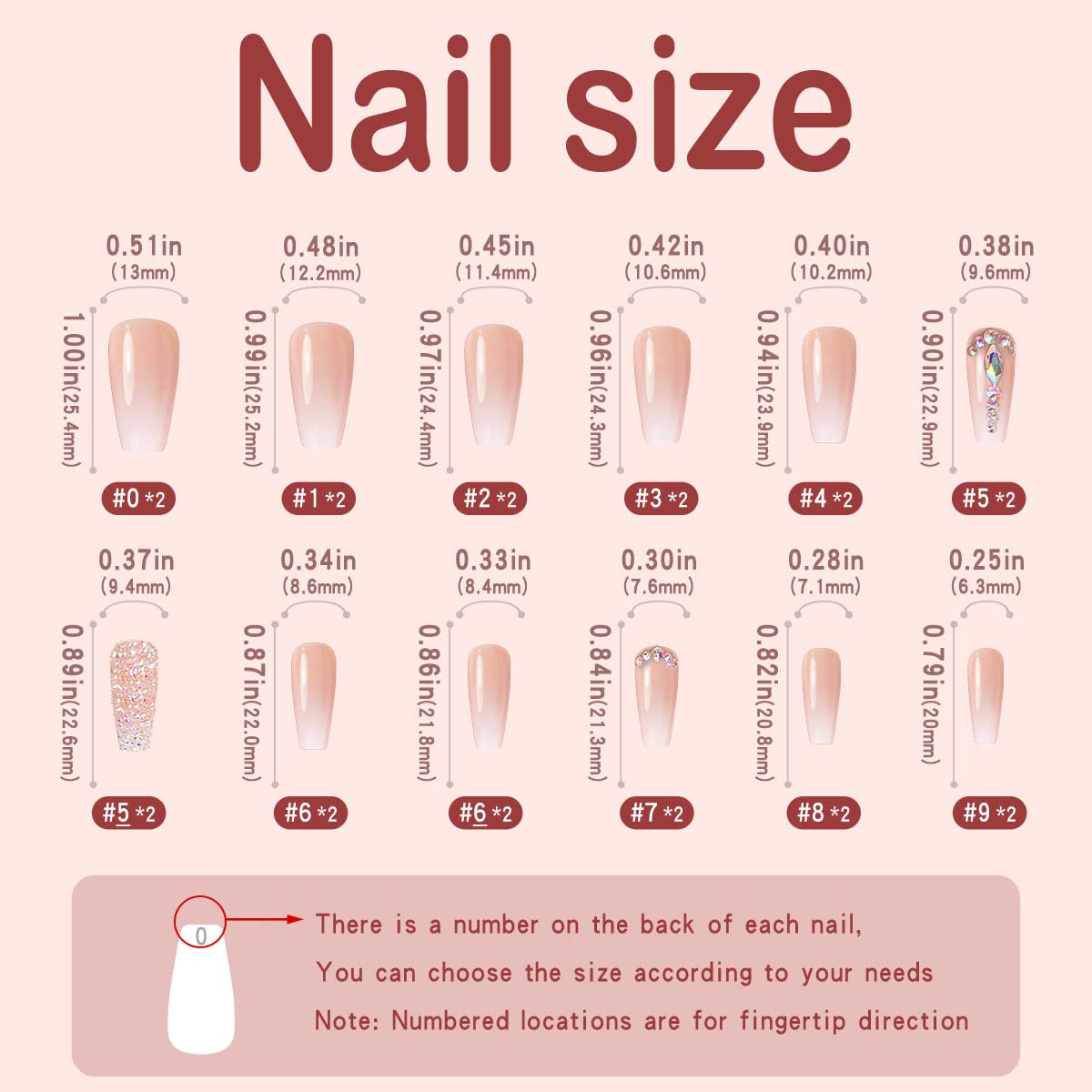 Yivaiks 24pcs Advanced Hand Made Glitter Gradient Pink Press on Nails Medium Length,Luxurious Crystal Gem Design Ballerina Long Coffin Fake Glue for Women Acrylic Perfect Accessory Banquets, Soirees, Parties(GD-004)