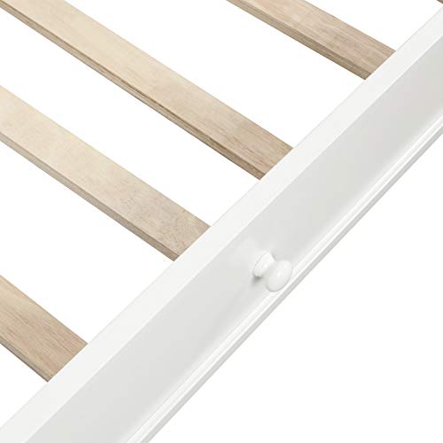Solid Pine Wood Twin Size Daybed Frame - Used as Sofa or Bed, Ideal for Small Spaces with Trundle - Concise and Modern Appearance - with Square Posts and Wide Boards - Easy to Assemble - White
