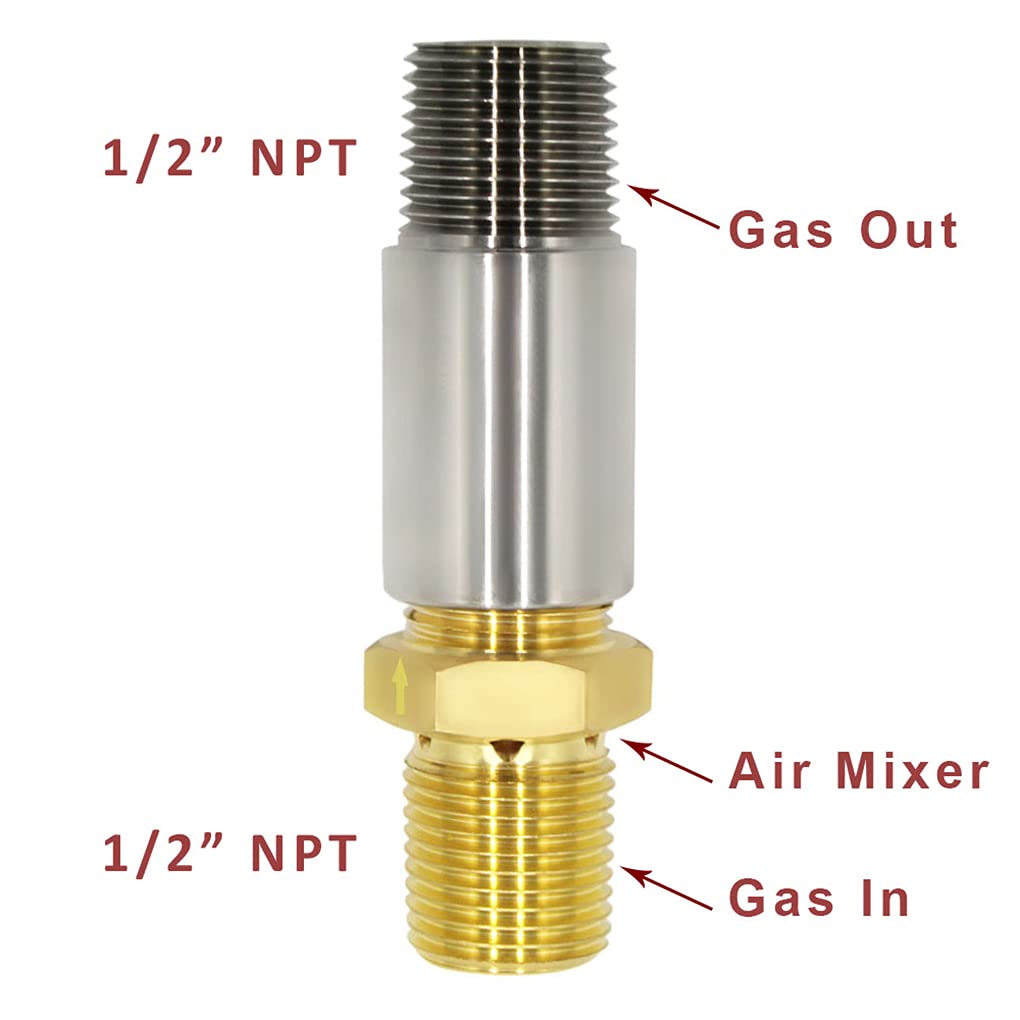 MOFLAME 4 Feet High-Pressure Propane 0-20 PSI Adjustable Regulator Hose Assembly with LP 1/2" Air Mixture Valve for Liquid Propane Fire Pits,Fireplace