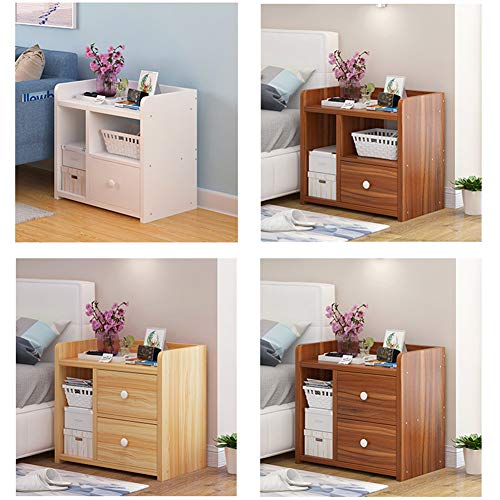 Solid Wood Nightstand Wooden with 2 Storage Drawers and Handles Bedroom Living Room End Table Side Table for Living Room Bedroom Office Nightstand Lamps for Bedroom
