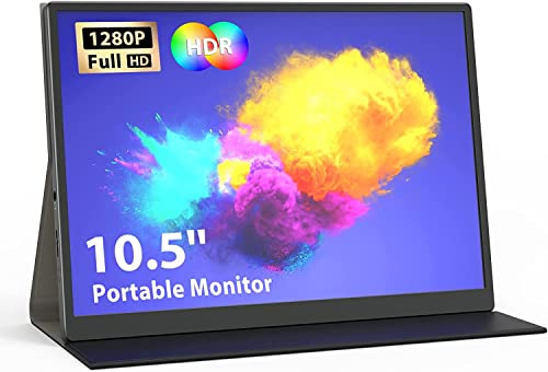 Portable Monitor, 10.5 inch 1920x1280 FHD HDR USB-C Portable Screen Dual USB C Mini HDMI IPS Small Computer Display with Speakers for Laptop PC Mac Surface Xbox Switch PS4/5 with Smart Cover