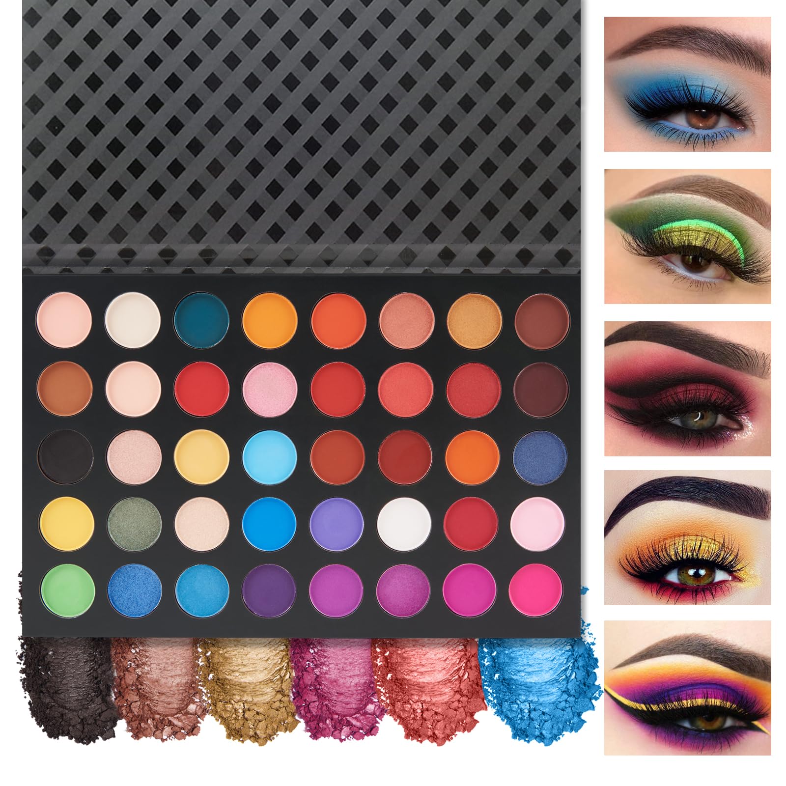 Rechoo 35 Colors Eye shadow Palette Eye Makeup, Neon Eyeshadow Palette Pallet Matte Colorful Shimmer Metallic Bright Color Pigmented Paleta Highlight Cosmetics