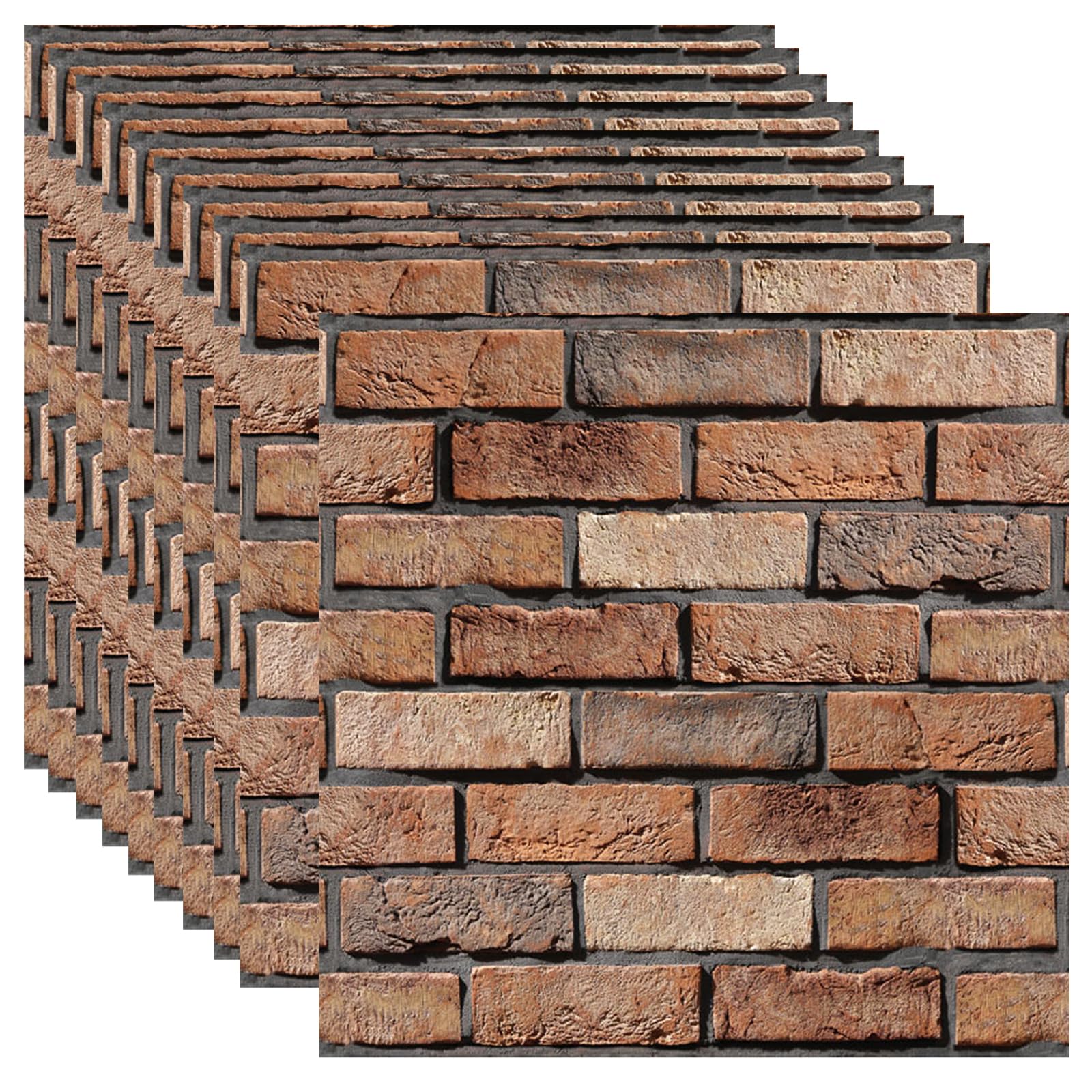 Veczom 3D Wall Panels Peel and Stick 3D Brick Wallpaper Peel and Stick Interior Wall Décor,10 Pack Waterproof Wall Panel PVC Stone Wall Panels for Living Room,Lobby Bedroom Hotel Office Decoration