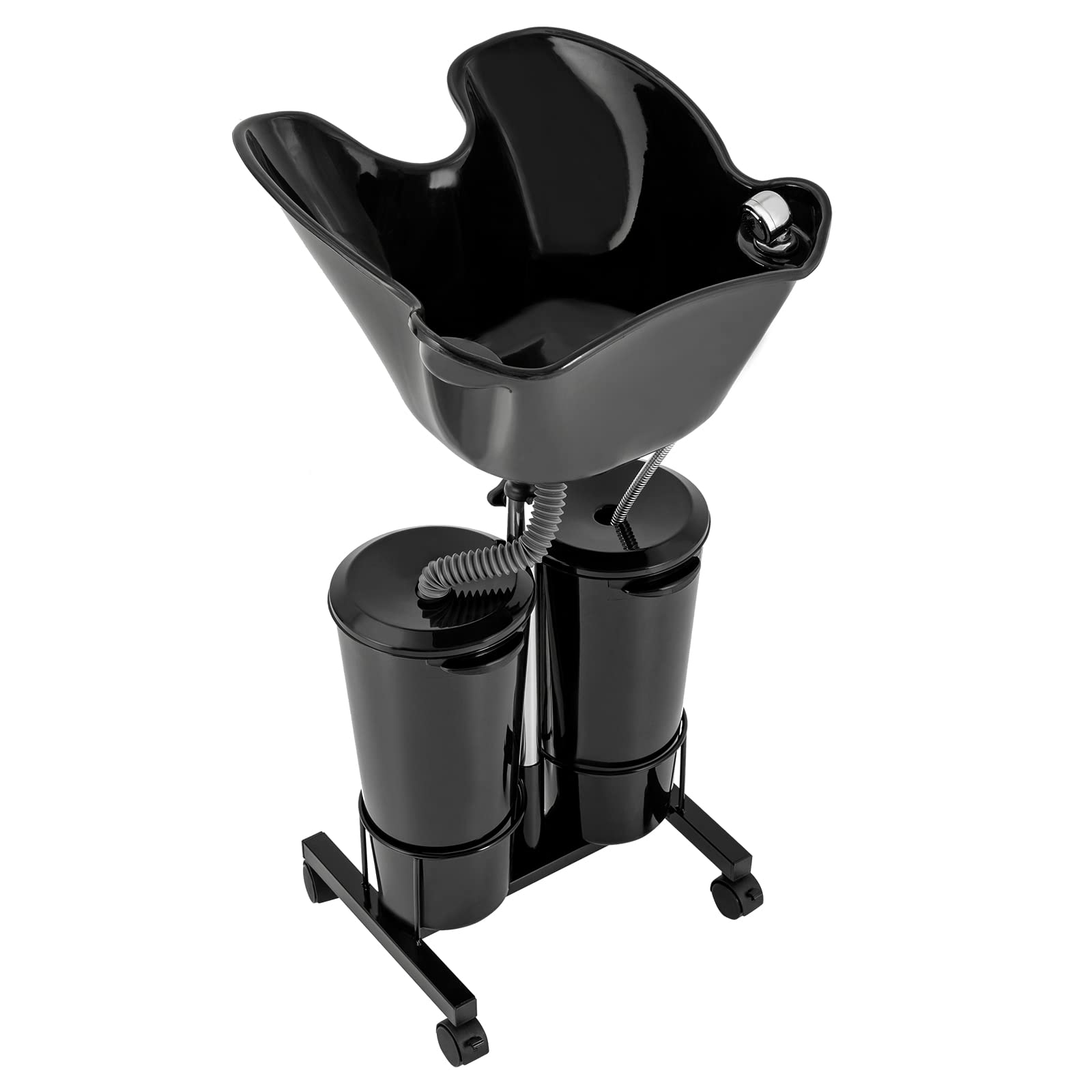 Portable Plastic Shampoo Unit with Electric Pump | with 2 Bucket and Drain Hoses | Basin Height Adjustable | Barber and Stylist Hair Salon Accessories