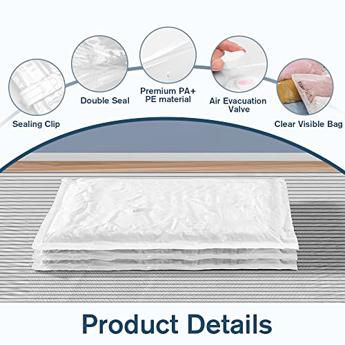 Vacuum Storage Bags, OFFSIR 16-Pack Vacuum Sealer Bags Space Saver Bags Compression Bags for Comforters Blankets Bedding,Vacuum Seal Bags for Clothes with Hand Pump-4 Jumbo,4 Large,4 Medium,4 Small