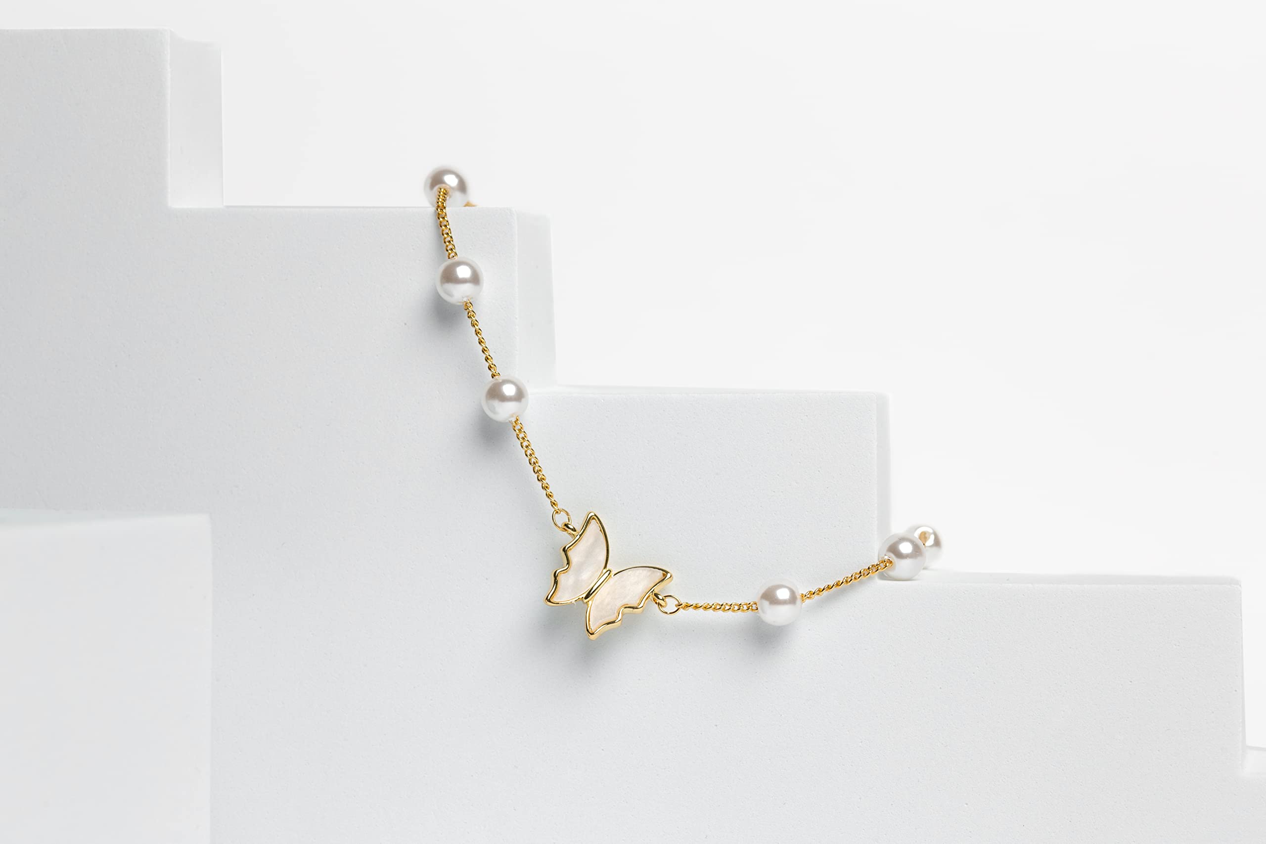 Marwat,s Butterfly Pearl Bracelets for Women, Gold plated (B1374)