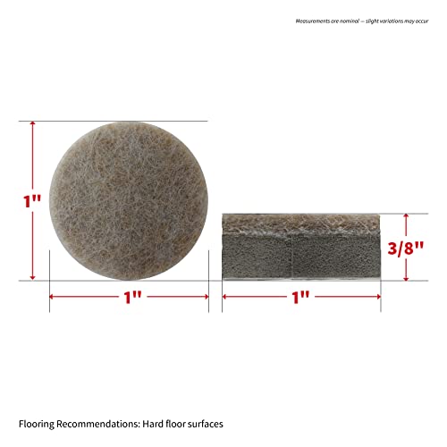 Shepherd Hardware 9915 1-Inch Heavy Duty Felt Gard Self-Adhesive Leveling Furniture Pads, Beige,8-Pack