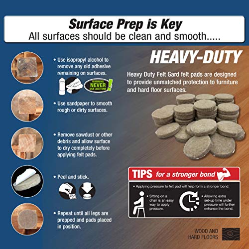 Shepherd Hardware 9873 1-Inch Heavy Duty Self-Adhesive Felt Furniture Pads, 48-Count, Brown