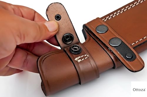 Ottoza Handmade XL Leather Knife Sheath RIGHT HAND Tracker Knife Sheath - Bushcraft Knife Sheath - Hunting Knife Sheath - Survival Knife Sheath Horizontal Carry Dark Brown TOP GRAIN LEATHER No:124