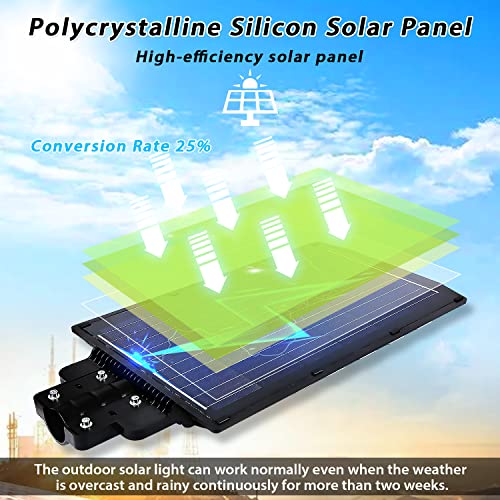 VAGUDE 1 Pack 1000W Outdoor Solar Street Lights for Outside Waterproof Motion Sensor Remote Control Dusk to Dawn high Bright Solar Powered LED Flood Light for Yard Fence Parking Garage Road etc
