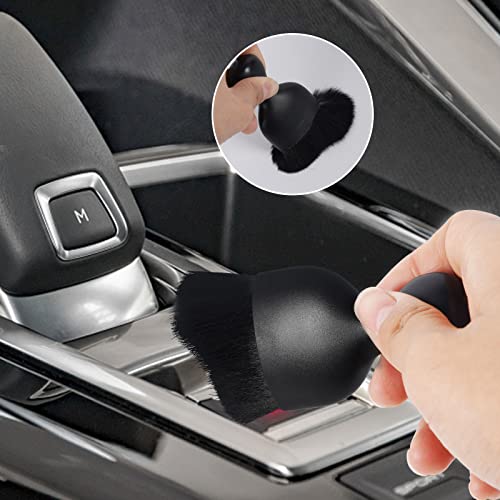 TEUOPIOE Auto Interior Dust Brush, Car Detailing Brush, Soft Bristles Detailing Brush Dusting Tool for Automotive Dashboard, Air Conditioner Vents, Leather, Computer,Scratch Free (Black)
