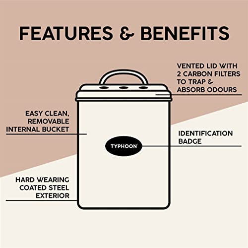 Typhoon Living Green Compost Caddy with Lid, 2.5L