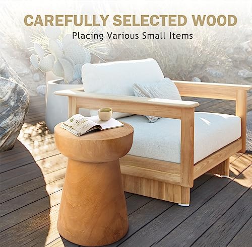 Uziass Wood Tree Stump Stool, 15" Wood Tree Stump Side Table Wooden Stump End Table Round Tree Stump Table Outdoor Stump Table Natural Decorative Garden Stools for Living Room Bedroom Patio Home Decor