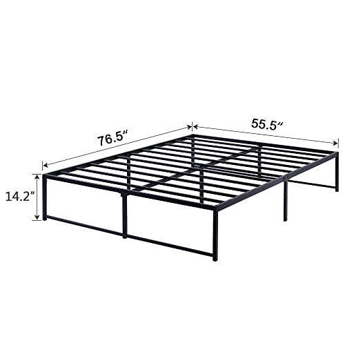 VECELO 14" Metal Platform Bed Frame/Mattress Foundation/No Box Spring Needed/Steel Slat Support (Full Size)