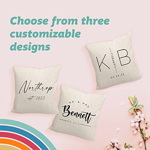 Pattern Pop - Personalized Wedding Throw Pillow - Couple Decorative Pillow - Celebrate Anniversaries and Weddings in Style - 17β x 17β Square Cover and Pillow - Monogram