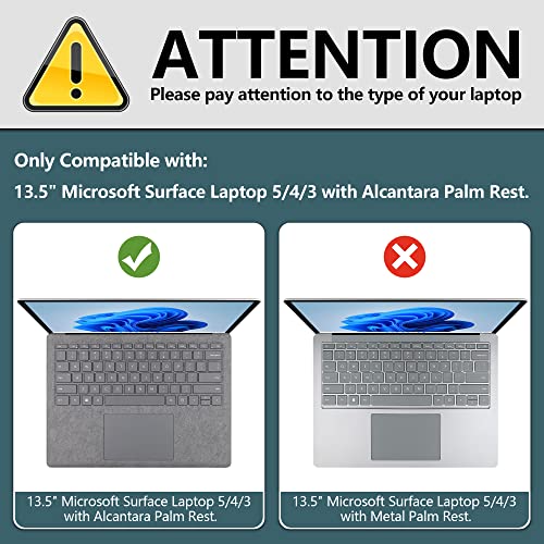 TWOLSKOO Case for 13.5" Microsoft Surface Laptop 5/4/3 with Alcantara Palm Rest Model 1958/1950, Plastic Hard Shell Case with Screen Protector + Keyboard Cover + Dust Plug, Botanical Illustration