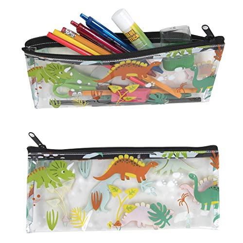 Trail maker Boys Backpack and Pencil Case Set for Kindergarten, Elementary School, 17 Inch Kids Backpack with Side Pockets (Goofy Grinning Dinos)