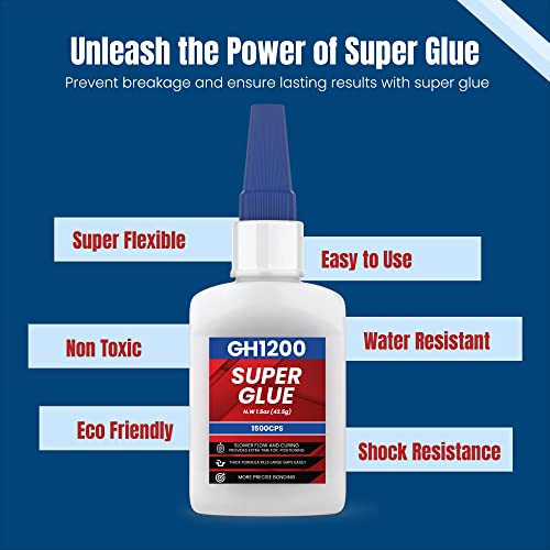 Super Glue 85g (42.5g × 2) SuperGlue All Purpose with Anti Clog Cap, 100 Pcs Gloves and Microtips 3 Oz Pack of 2 (1.5 x 2)