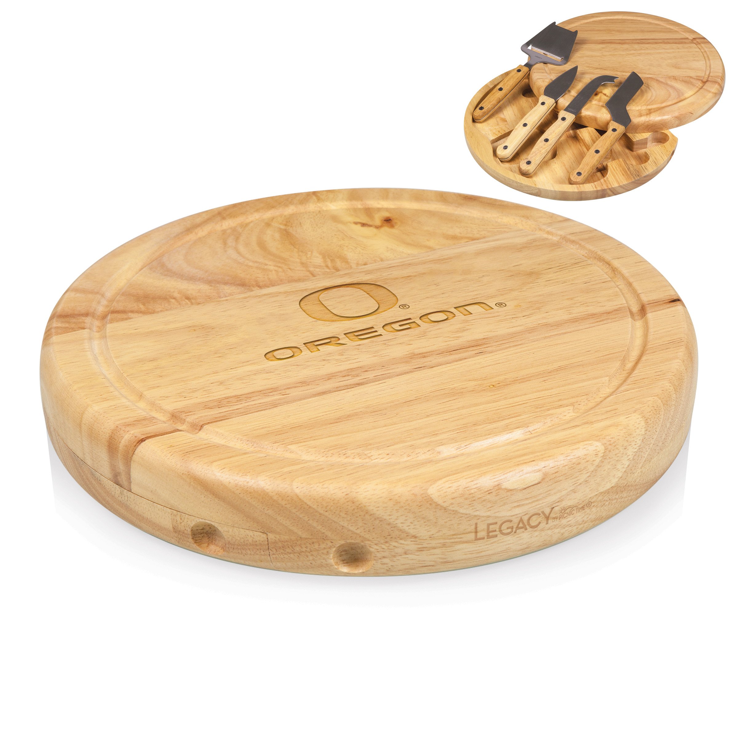 NCAA Oregon Ducks Circo Cheese Board and Knife Set - Charcuterie Board Set - Wood Cutting Board
