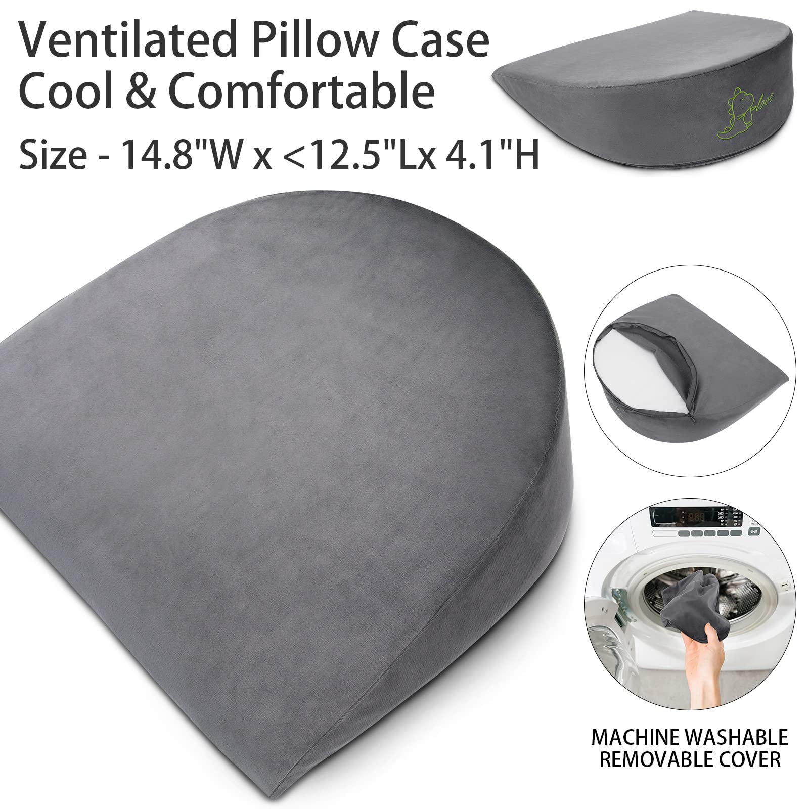 HUWLUIWA Pregnancy Wedge Pillow for Sleeping, Maternity Wedge Pillow for Back Support, Memory Foam Wedge Pillow for Side Sleeping & Belly Support Grey