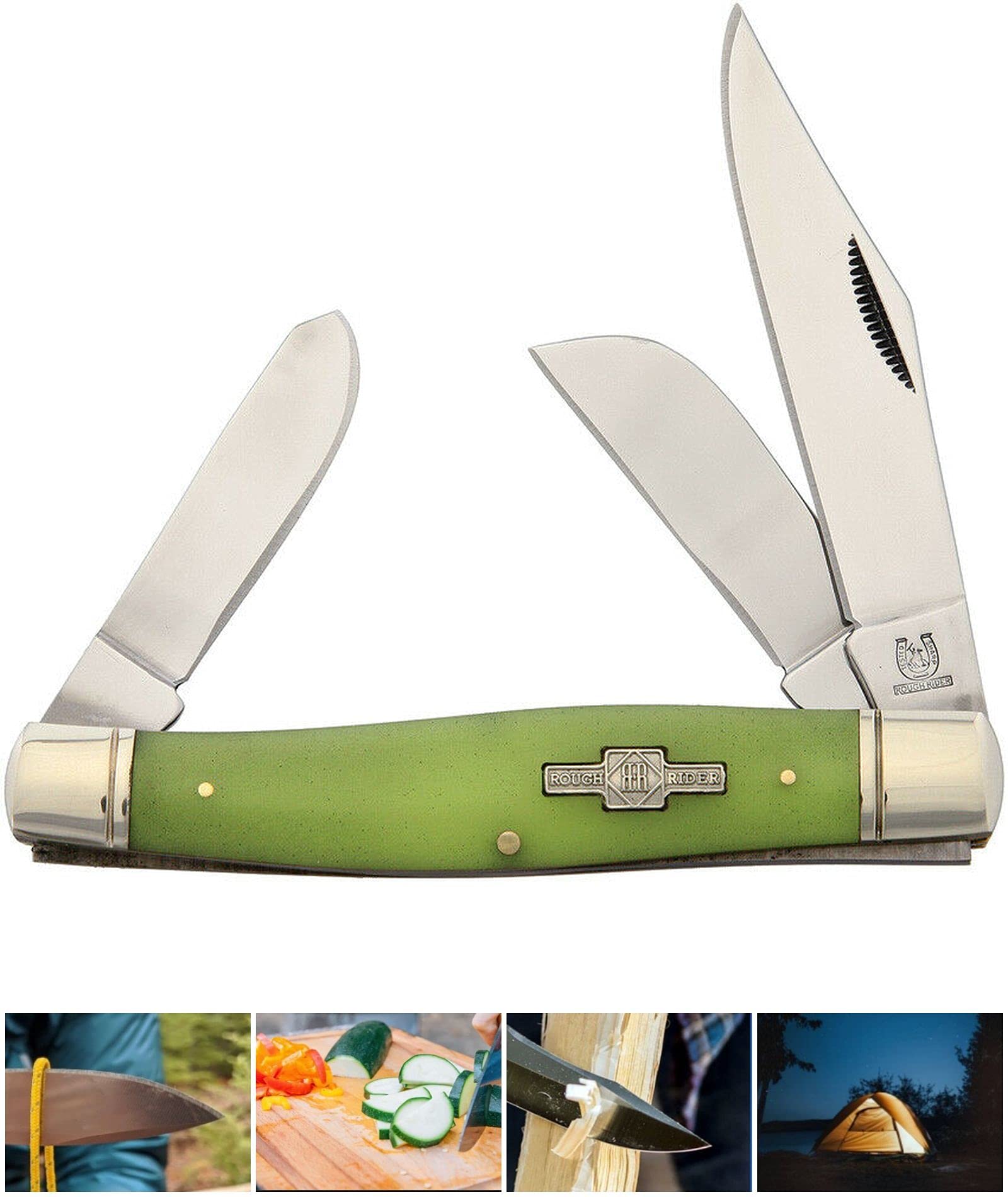 Moon Glow In The Dark Handle Large Stockman Open Folding Blade Pocket Knife 1428 Outdoor Survival Hunting Knife for Camping by Survival Steel