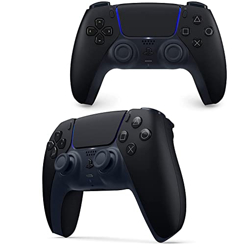 Midnight Black Sony DualSense Wireless PS5 Controller for PlayStation 5, Bundle with Dual Port Charging Dock, Controller Skin Voucher & PremGear Cloth
