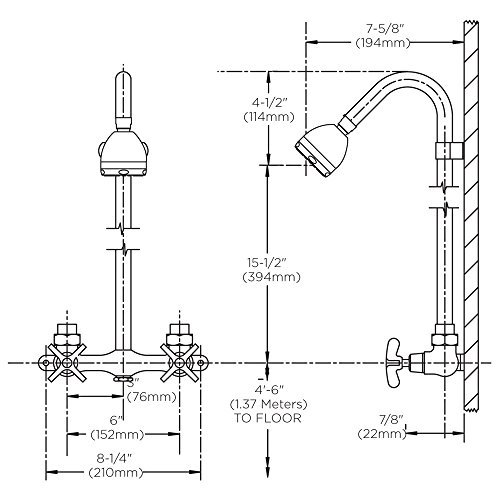 Speakman SC-1220-AF Commander Vandal Resistant Industrial Exposed Shower with Cross Handles β 2 Handle Shower Faucet with Hot & Cold Water Indexing, Polished Chrome