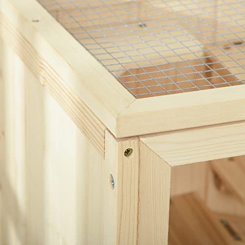 PawHut 3-Tier Wooden Hamster Cage Mice and Rat Cage Small Animals Hutch with Openable Top, Front Door, Storage Shelf