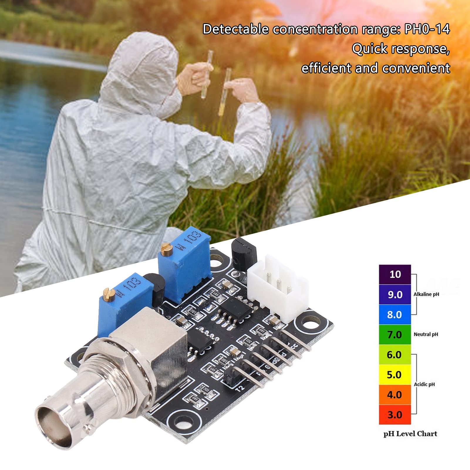 Value Sensor Module, Detection Sensor BNC Connector Digital Probe Monitor Kit PH0β14 Value
