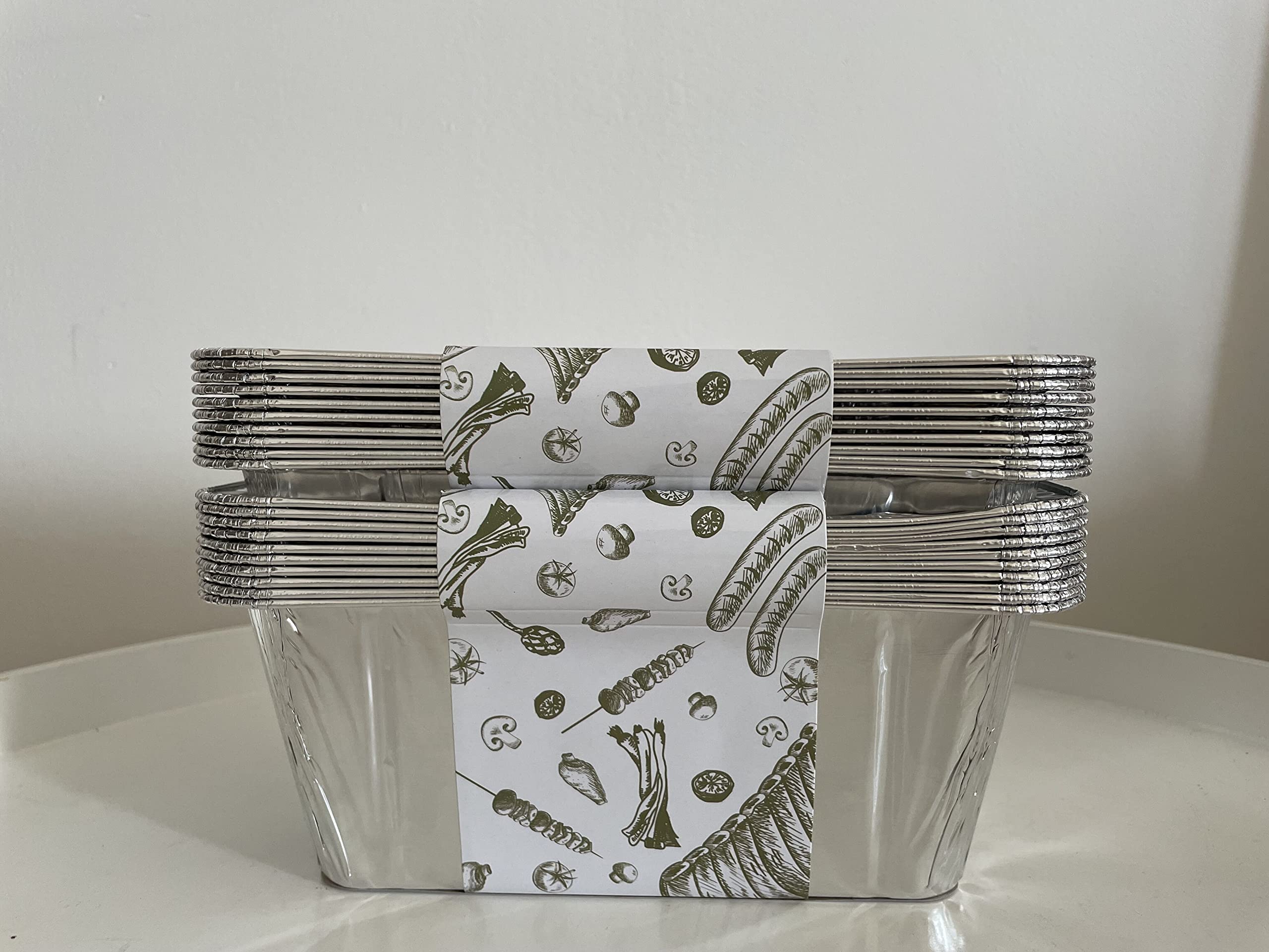 MESTAEK 30 Pack Drip Pans Compatible, 8" x 3.7" x 3" Griddle, Rear Grease Cup, Disposable Aluminum Foil for Baking, Cooking, Heating, Storing, Prepping Food