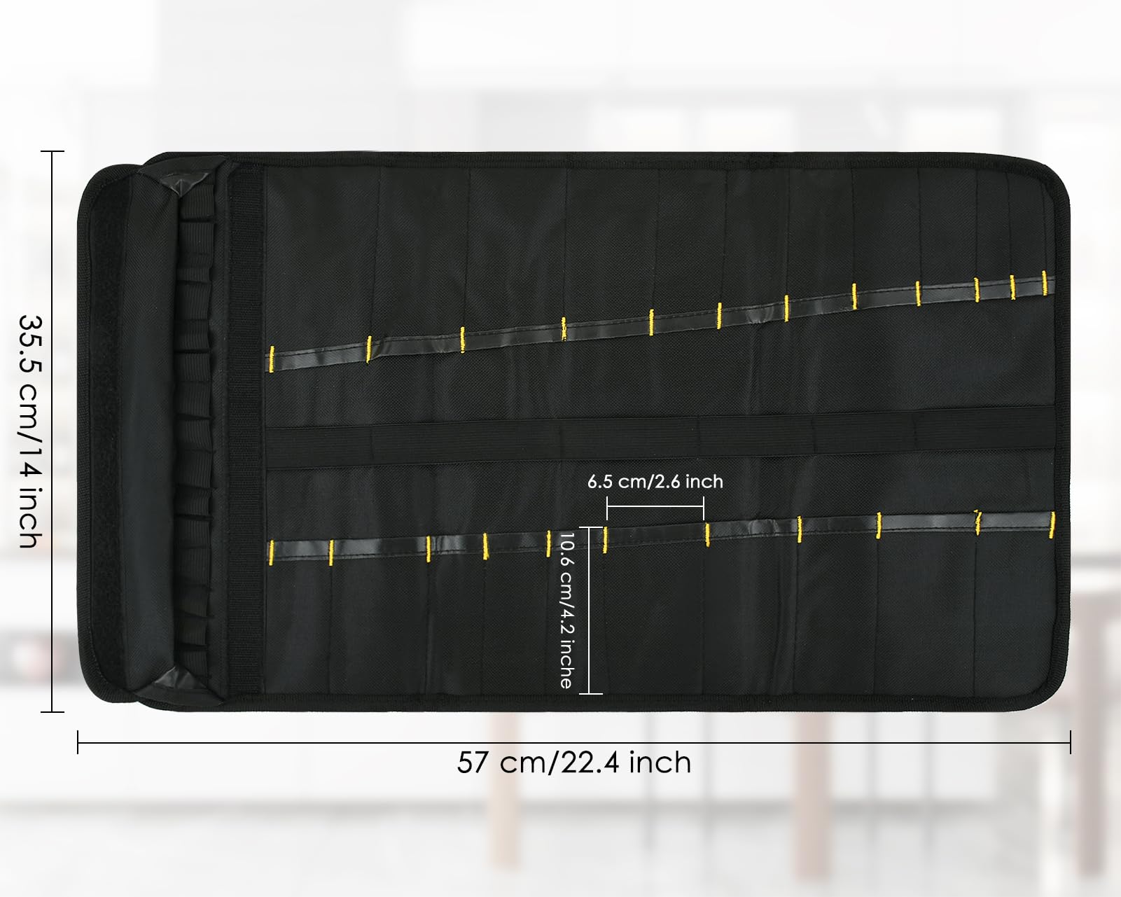 Victhur Knife Roll 10 Slots Plus 1 Pocket Canvas Chef Knife Bag for Meat Cleaver, Knife Hone, Utensils and Kitchen Tools Up to 12”(Bag Only)
