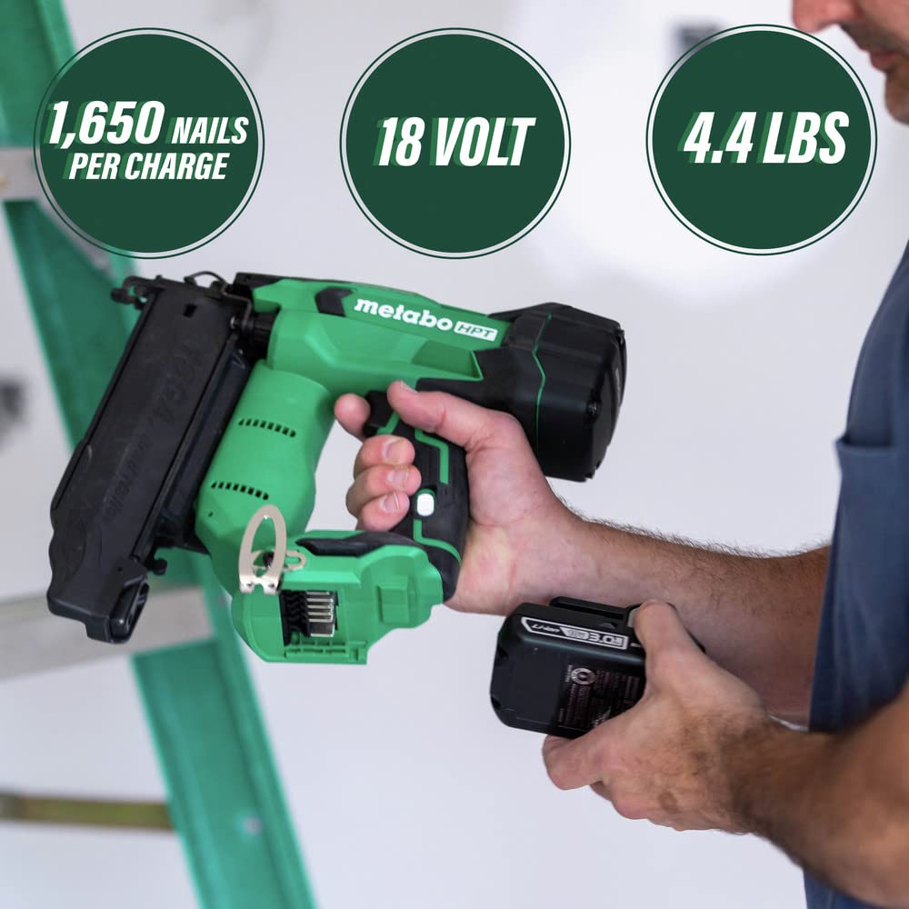Metabo HPT 18V MultiVolt Cordless Brad Nailer | Tool Only, No Battery | Accepts 18 GA 5/8-Inch to 2-Inch Brad Nails | Brushless Motor | NT1850DFQ4