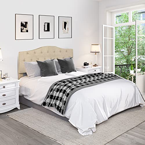 YITAHOME Upholstered Headboard, Linen Tufted Upholstered Headboard with Diamond Tufted, Headboards for Full/Queen Size Bed - Beige