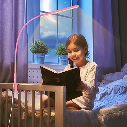 yotutun LED Pink Table Lamp with Clamp, Flexible Gooseneck Desk Light, Eye-Caring Architect 3 Modes 10 Brightness Levels, Memory Function Desk Lamps for Home Office, 10W