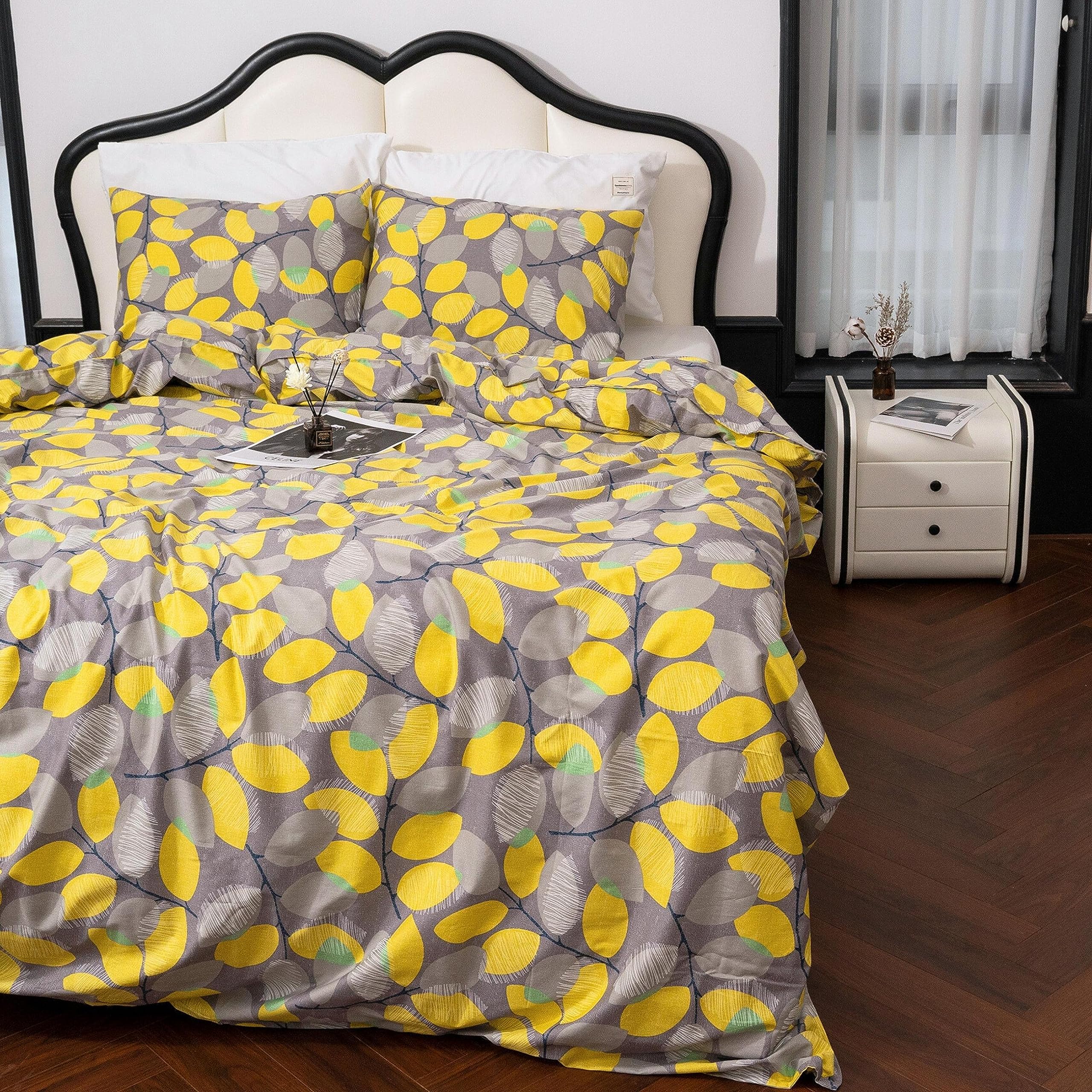 VDhome King Size Cotton Duvet Cover Set, Triangle Pattern Bedding Set, 3 Pieces, Geometric Duvet Cover with Zipper 90"x104" with 8 Corner Ties and 2 Pillowcases 20"x36"