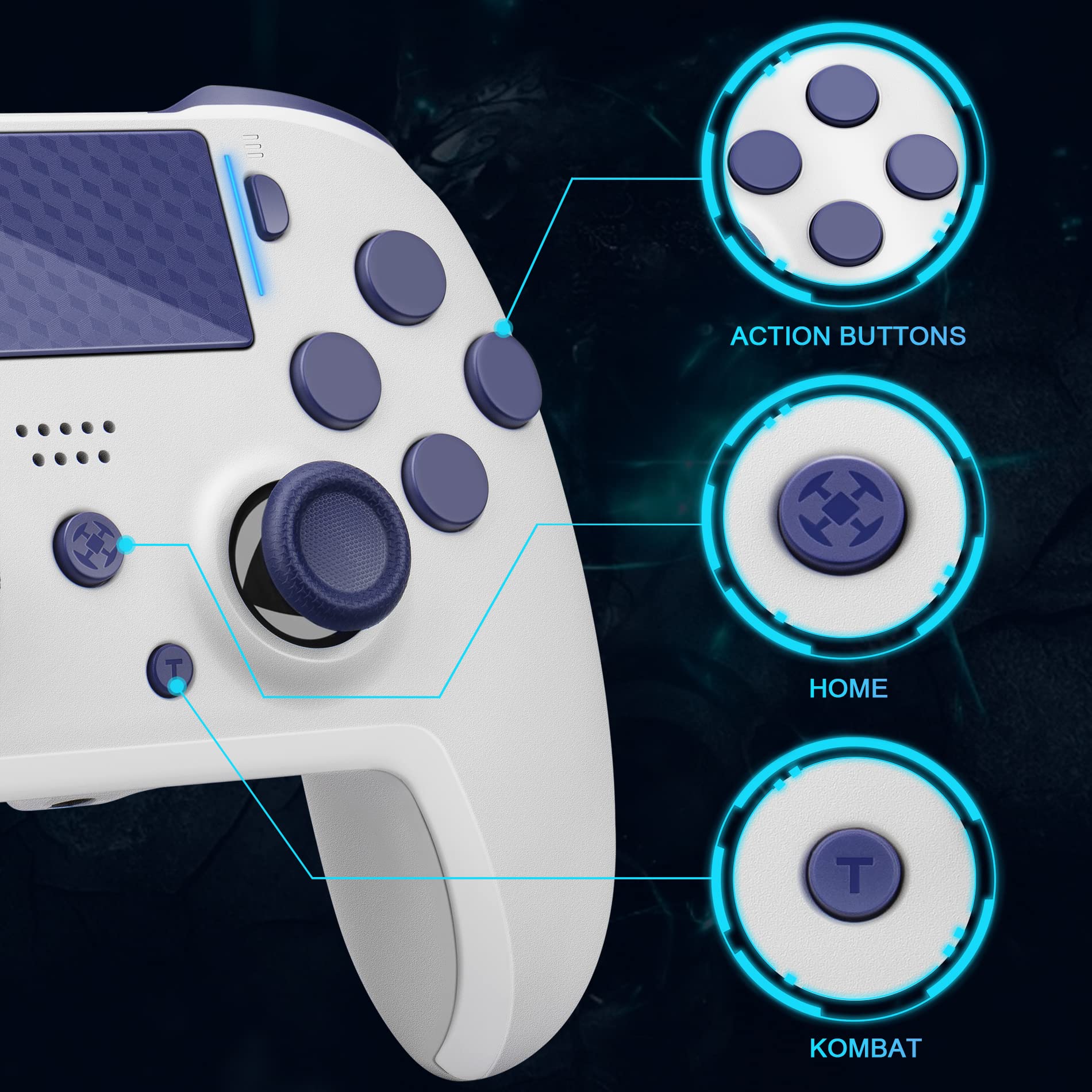 OUBANG for Elite PS4 Controller, Game Remote for Scuf PS4 Controller with Turbo, Wireless Joystick Gamepad Modded PS-4 Controller with Back Paddles for PlayStation 4/PS5/Steam/PC/IOS/Android Gamer