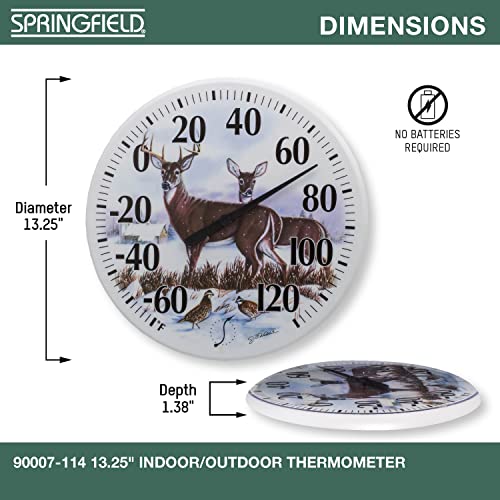 Springfield Indoor Outdoor Thermometer, Outdoor Thermometers for Patio 13.25-Inch - Winter Deer