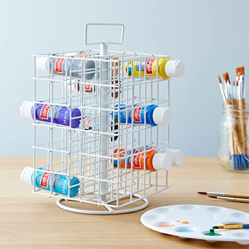 Spinning Paint Storage Tower by Craft Smart - Each Paint Storage Organizer Holds Up to 48 (2oz) Bottles - White, 6 Pack