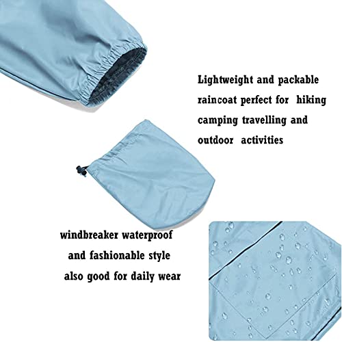 MITCOWBOYS Hooded Jacket Coat for Women Waterproof Trench Coat Solid Splice Pocket Windbreaker Long Sleeve Loose Outwear Raincoats