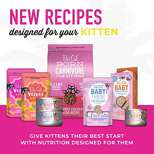 Tiki Cat Baby Mousse & Shreds, Chicken, Salmon, and Chicken Liver, High-Protein, Wet Cat Food for Kittens 4 Weeks+, 1.9 oz. Cans (Pack of 3)