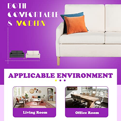 TYBOATLE Modern Small Loveseat Sofa with 2 USB Charging Ports, 55"W Teddy Short Fleece Fabric Soft Couches, Upholstered 2-Seater Suitable for Small Spaces, Living Room, Office, Apartment (Cream White)