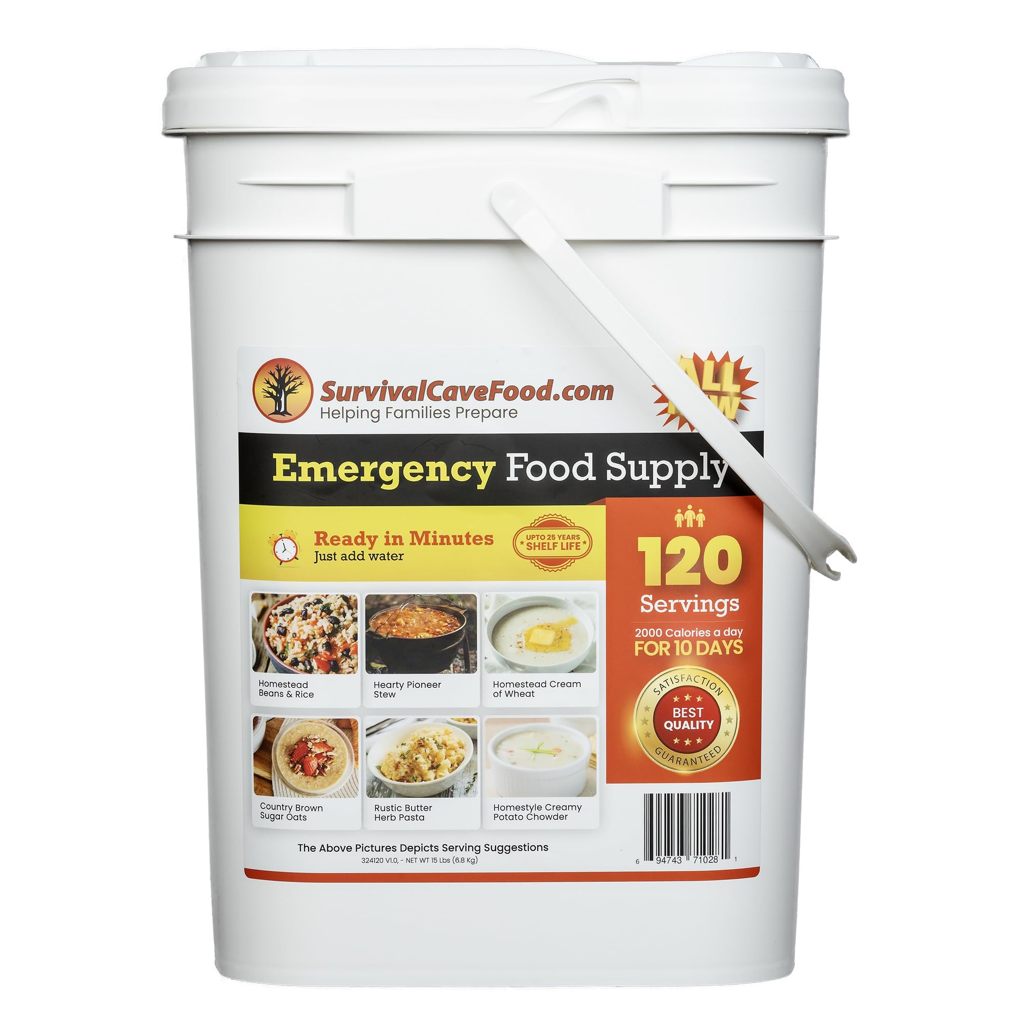 Ultimate 120-Serving Emergency Meal Kit | 25-Year Shelf Life | High-Calorie Survival Food Made in USA