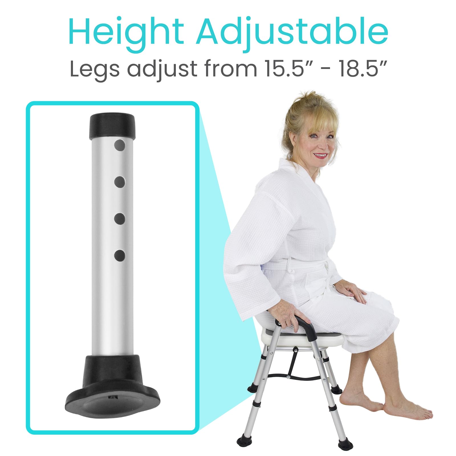 Vive Shower Chair For Elderly And Disabled - Folding Seat With Arms And Back - Foldable Bathroom Chairs For Sitting, Inside Shower - Portable For Travel - Fold Down, Collapsible, Compact & Comfortable