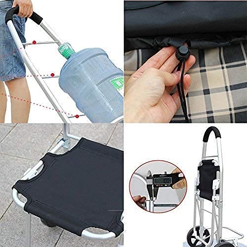 Shopping Trolley on Wheels Multi Function Shopping Cart Large Capacity Light Weight Foldable Wheeled Trolley with Seat Push Cart Bag with 2 Wheels Storage Hand Trucks,Blue ,