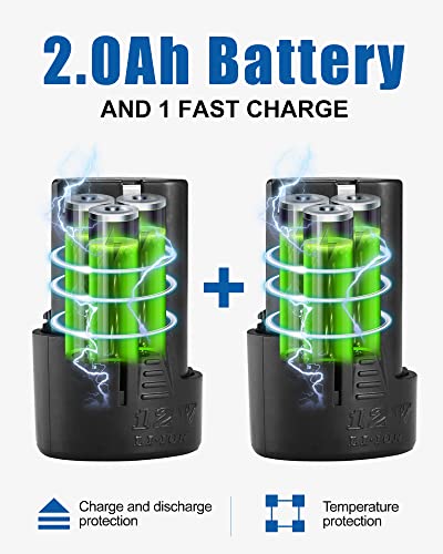 NINOUKO Cordless Electric Ratchet Wrench Set, 3/8" 12V Power Ratchet Driver, 400 RPM 40 Ft-lbs Battery Ratchet with 8 Sockets & 2-Pack 2.0Ah Battery