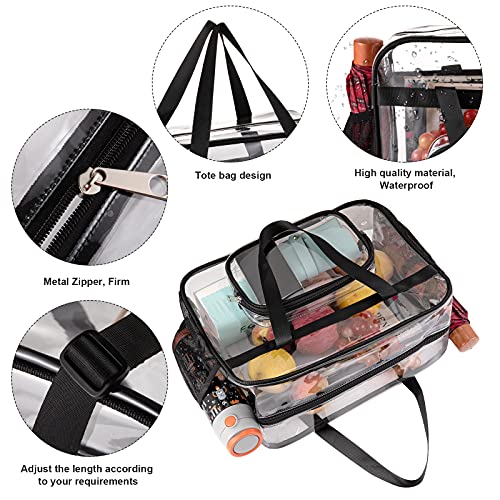 UEOE Clear Bags Stadium Approved,See Through Tote Bag+Shoulder Strap Large Transparent Bag